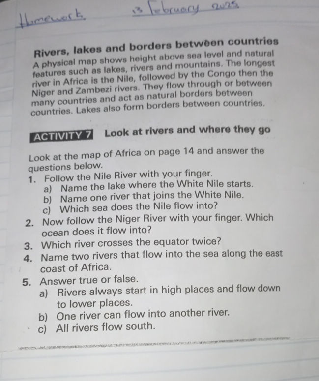 Rivers lakes and borders between countries A | StudyX