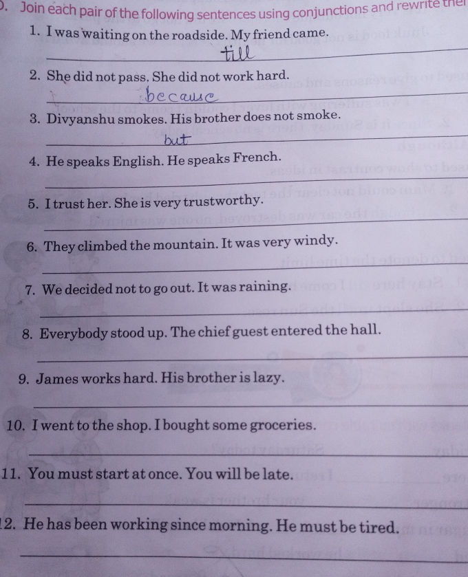 Join each pair of the following sentences | StudyX