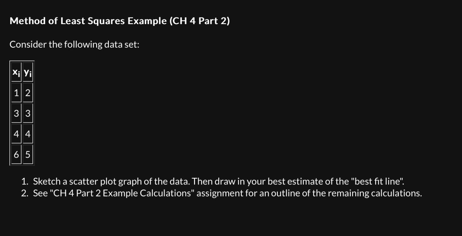 Method of Least Squares Example (CH 4 Part | StudyX