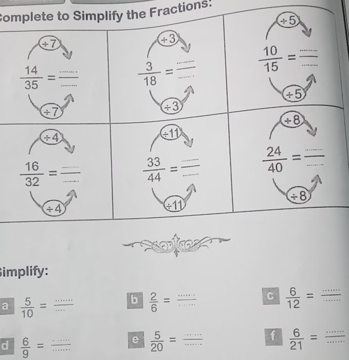Complete to Simplify the Fractions 1435 = | StudyX