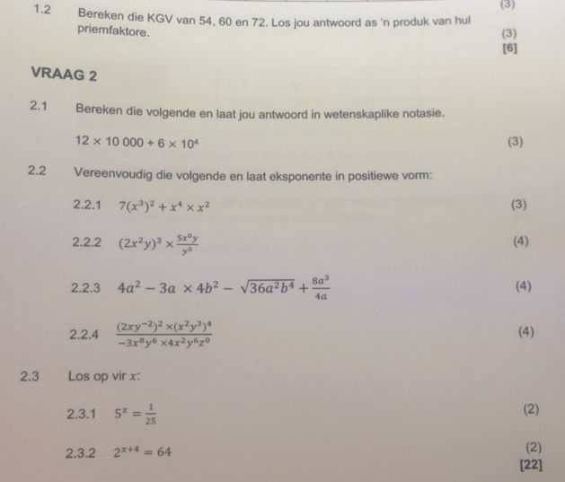 12 Bereken die KGV van 54 60 en 72 Los jou | StudyX