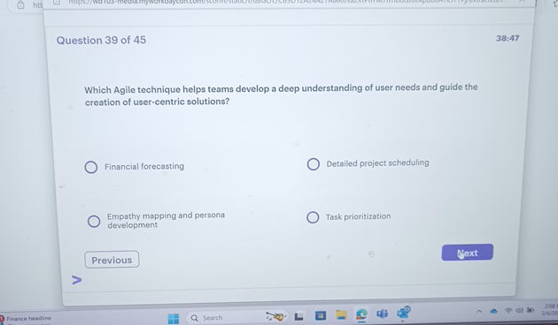Question 39 of 45 Which Agile technique | StudyX