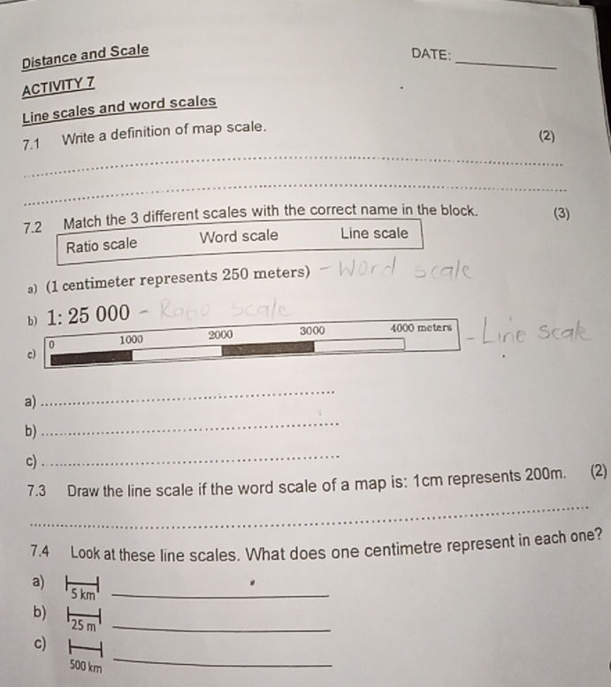 71 Write a definition of map scale 72 Match | StudyX
