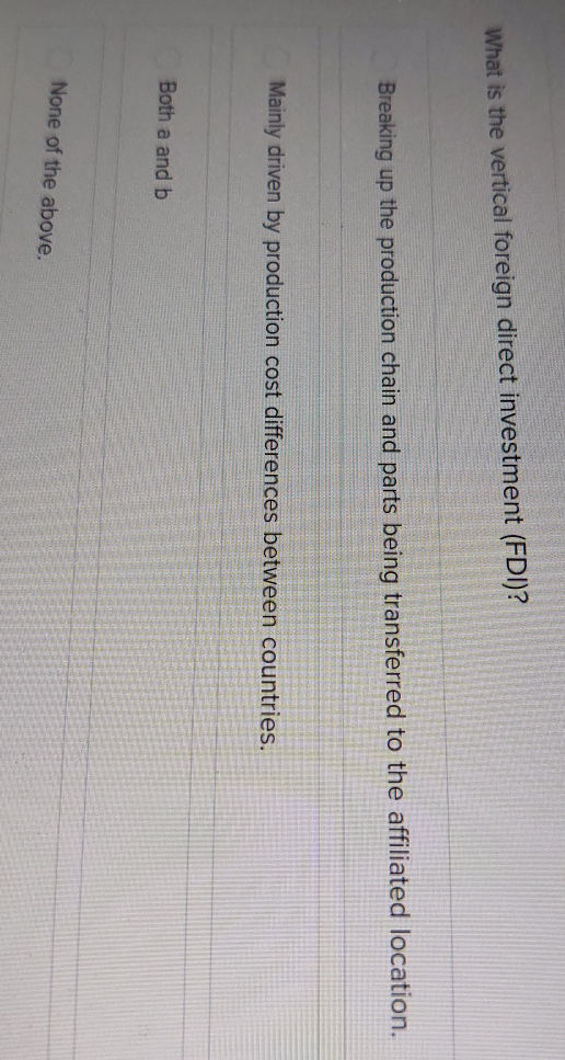 What is the vertical foreign direct | StudyX
