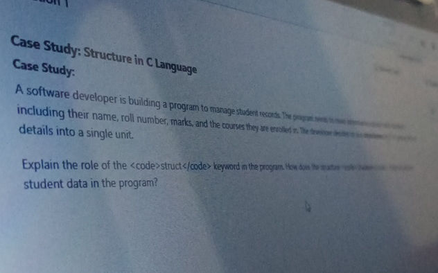 Case Study Structure in C Language Case | StudyX