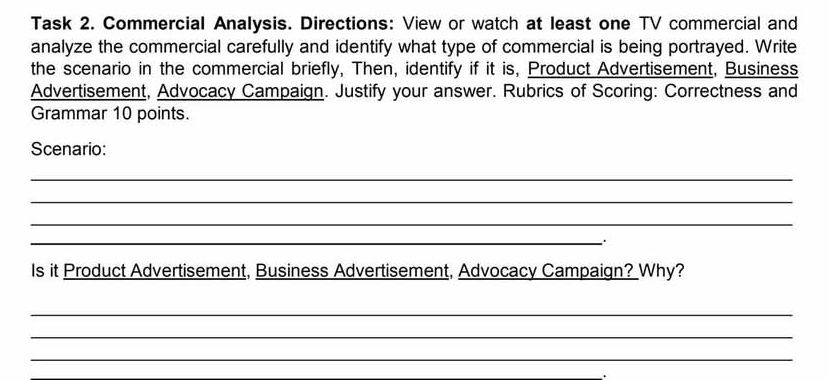 Task 2. Commercial Analysis. Directions: | StudyX
