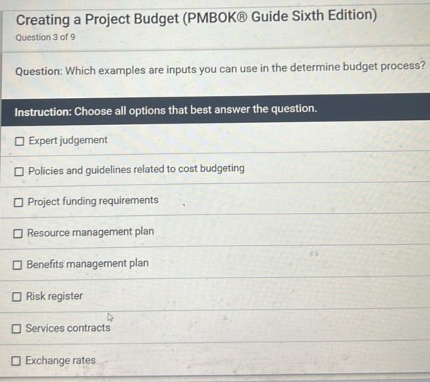Question Which examples are inputs you can | StudyX