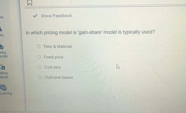 in which pricing model is gain-share model | StudyX