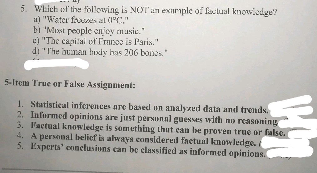 5. Which of the following is NOT an example | StudyX