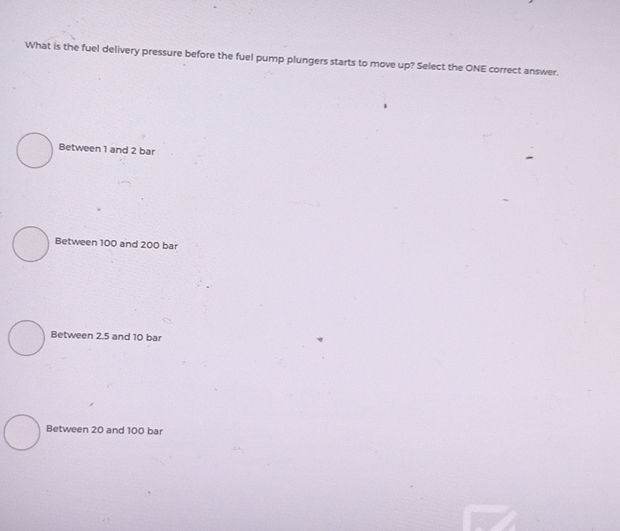 What is the fuel delivery pressure before | StudyX