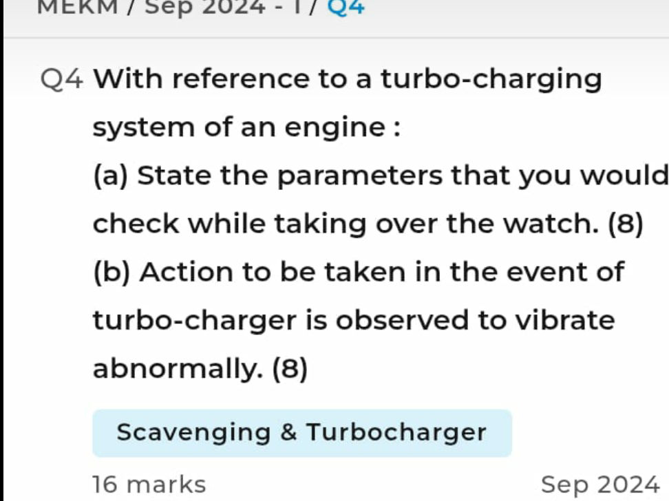 Q4 With reference to a turbo-charging system | StudyX