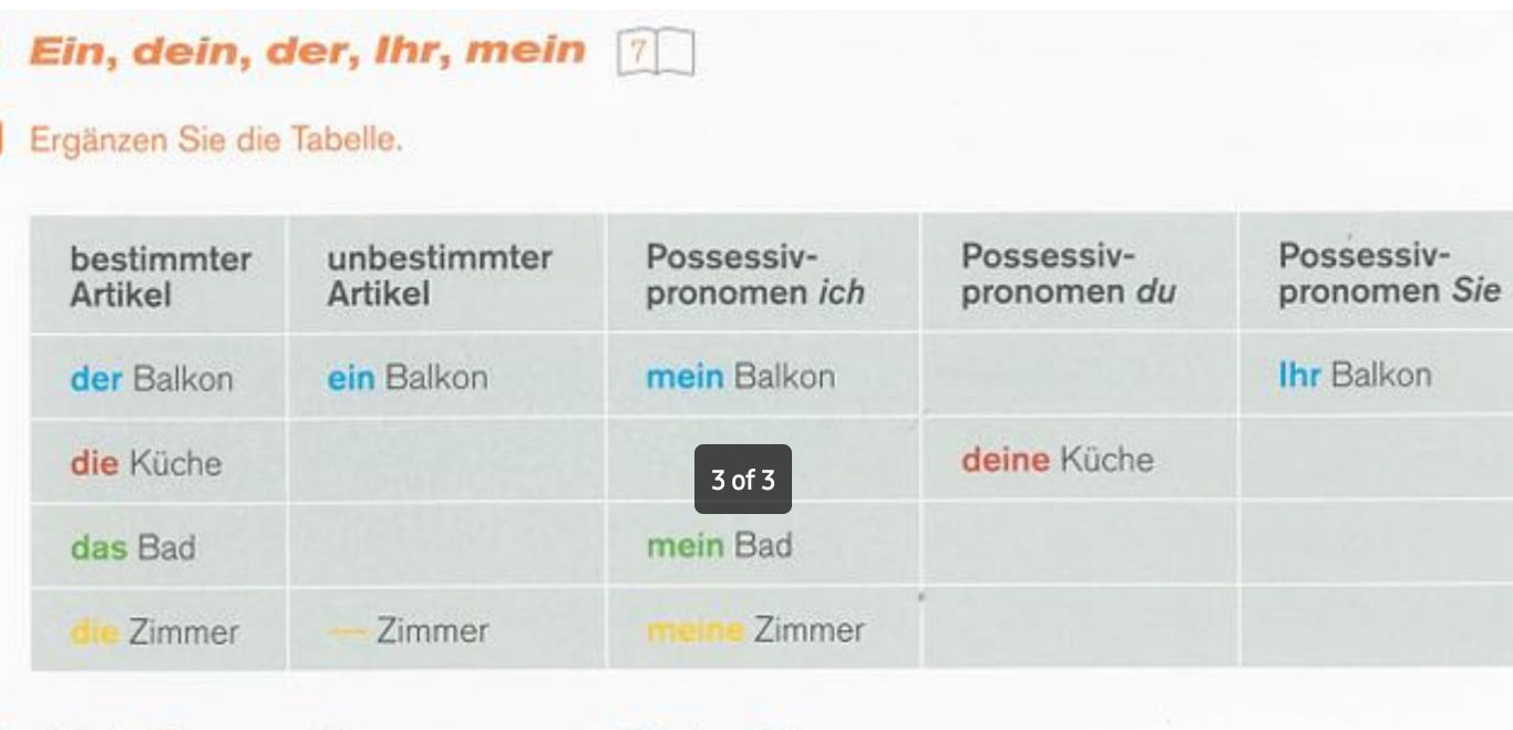 Ergnzen Sie die Tabelle bestimmter Artikel | StudyX