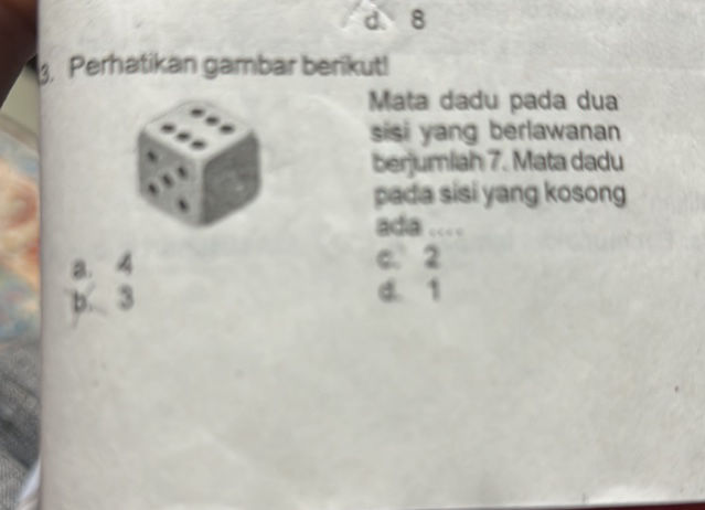 Perhatikan gambar berikut Mata dadu pada dua | StudyX