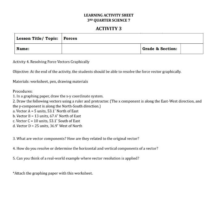 Lesson Title/Topic Forces Activity 4 | StudyX