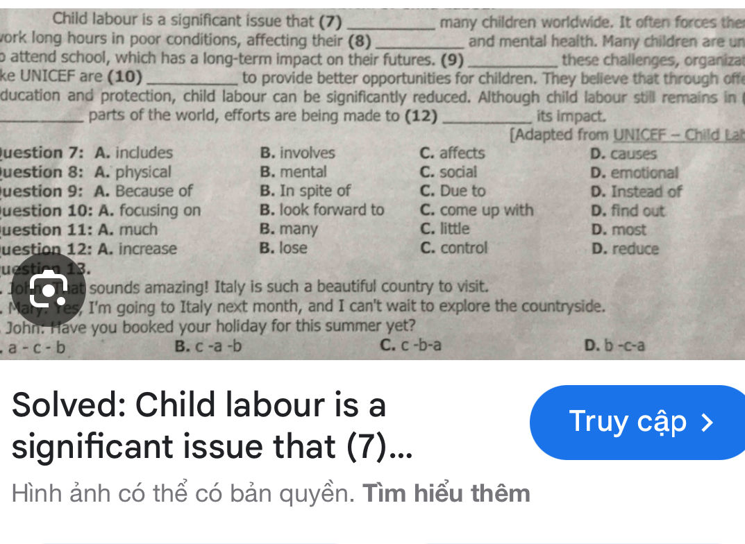 Child labour is a significant issue that (7) | StudyX