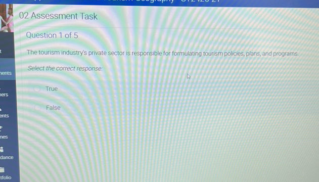 02 Assessment Task Question 1 of 5 The | StudyX