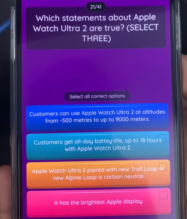 Which statements about Apple Watch Ultra 2 | StudyX