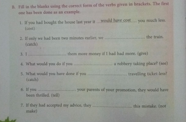 B Fill in the blanks using the correct form | StudyX
