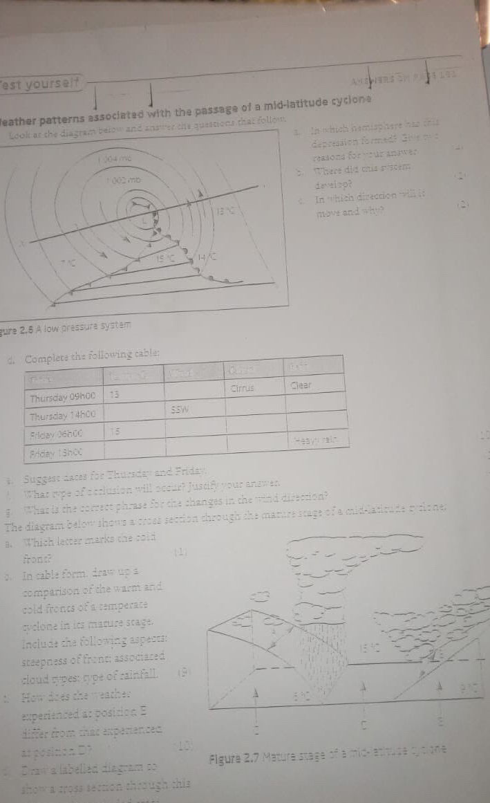 Weather patterns associated with the passage | StudyX