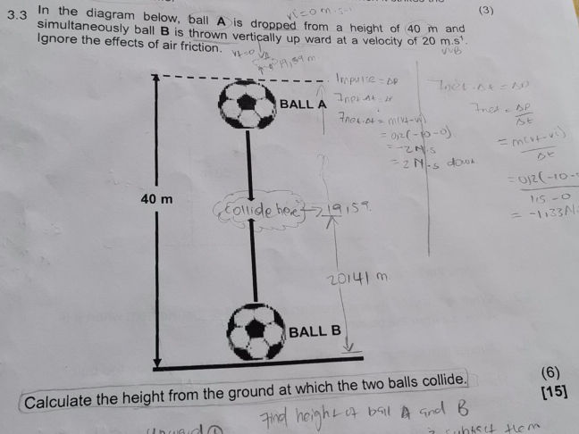 In the diagram below ball A is dropped from | StudyX
