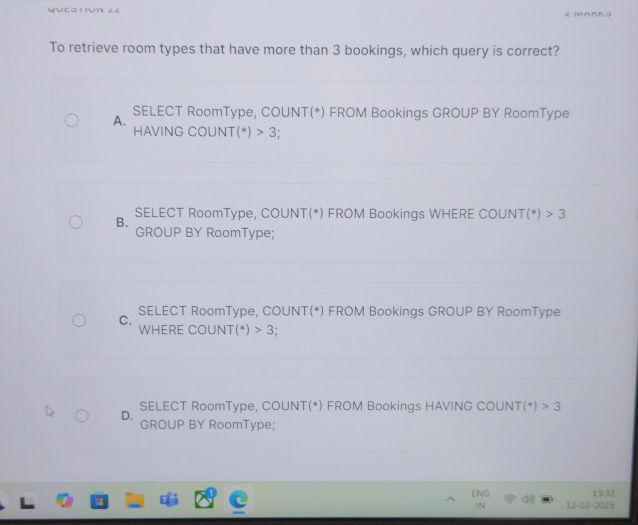 To retrieve room types that have more than 3 | StudyX