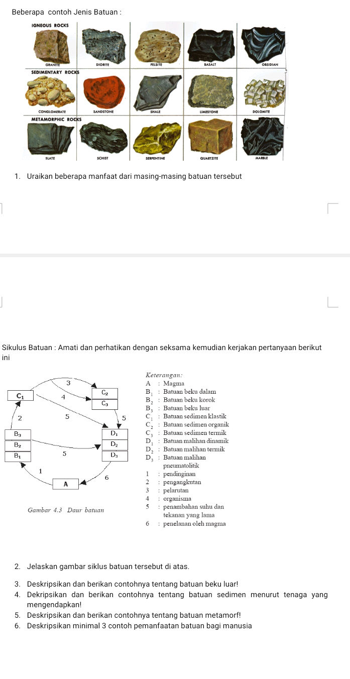 Beberapa contoh Jenis Batuan IGNEOUS ROCKS | StudyX