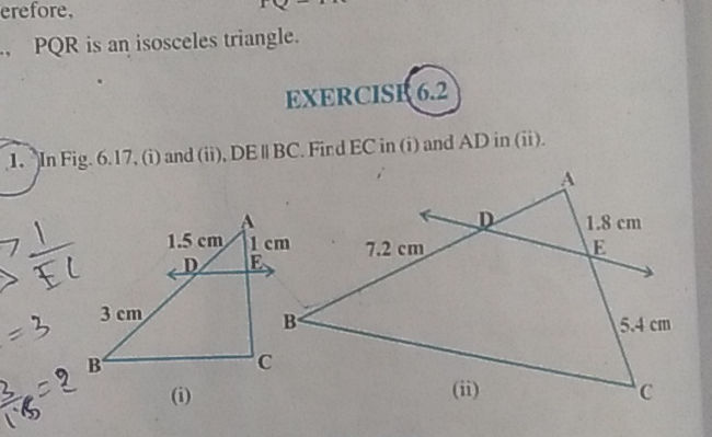 1. In Fig. 6.17, (i) and (ii), DE BC. Find | StudyX