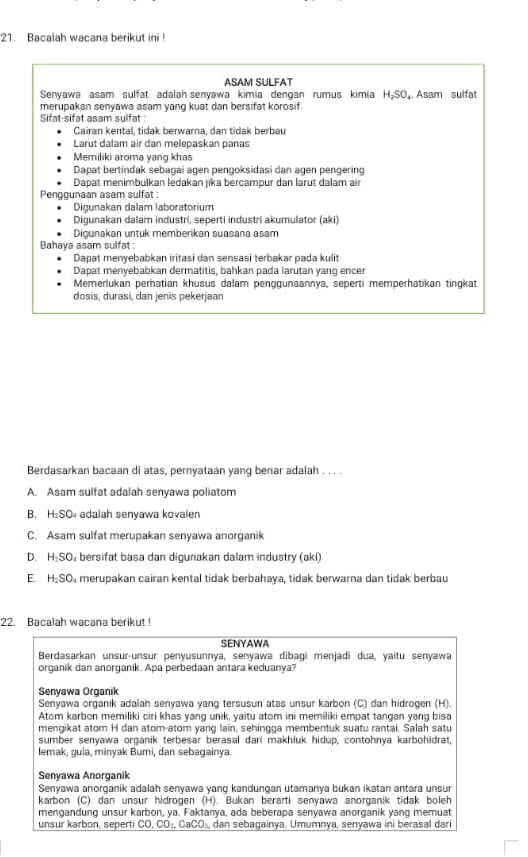 Berdasarkan bacaan di atas pernyataan yang | StudyX