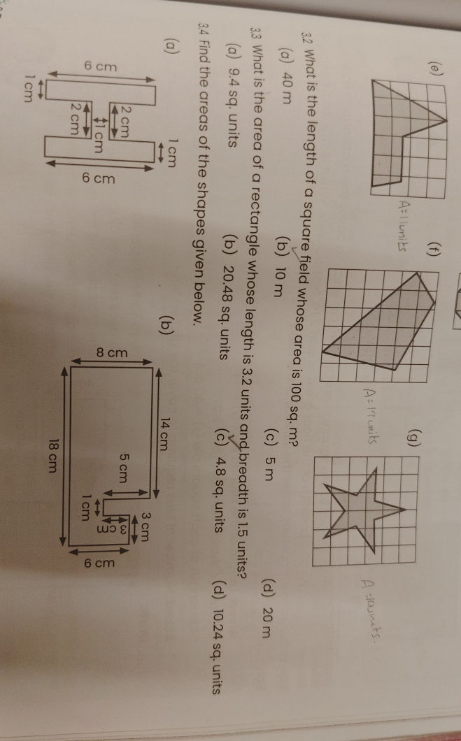 34 Find the areas of the shapes given below | StudyX