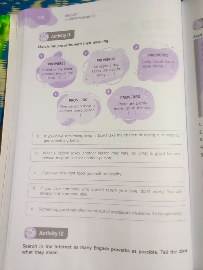 Match the proverbs with their meaning 1 | StudyX