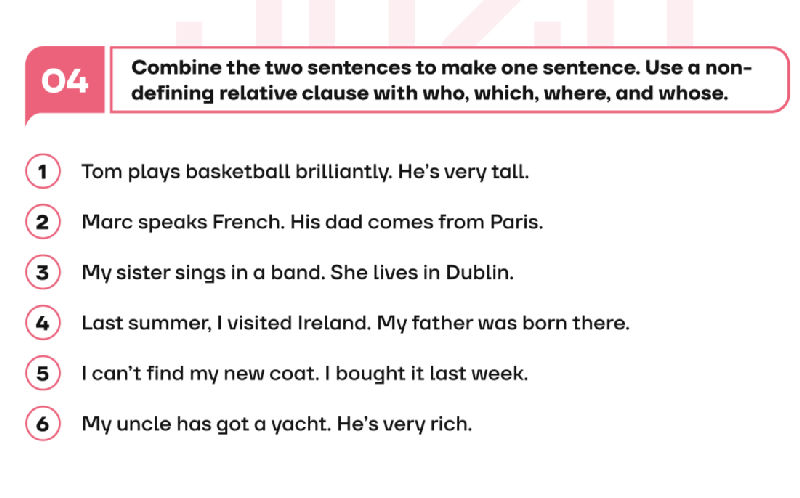 Combine the two sentences to make one | StudyX
