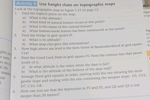 Activity 9 Use height clues on topographic | StudyX