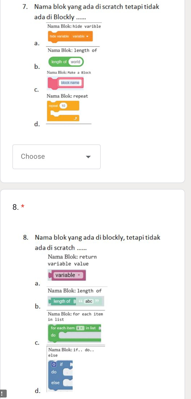 7. Nama blok yang ada di scratch tetapi | StudyX