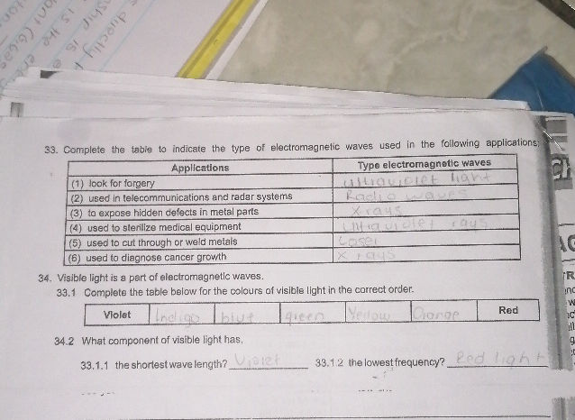 33 Complete the table to indicate the type | StudyX