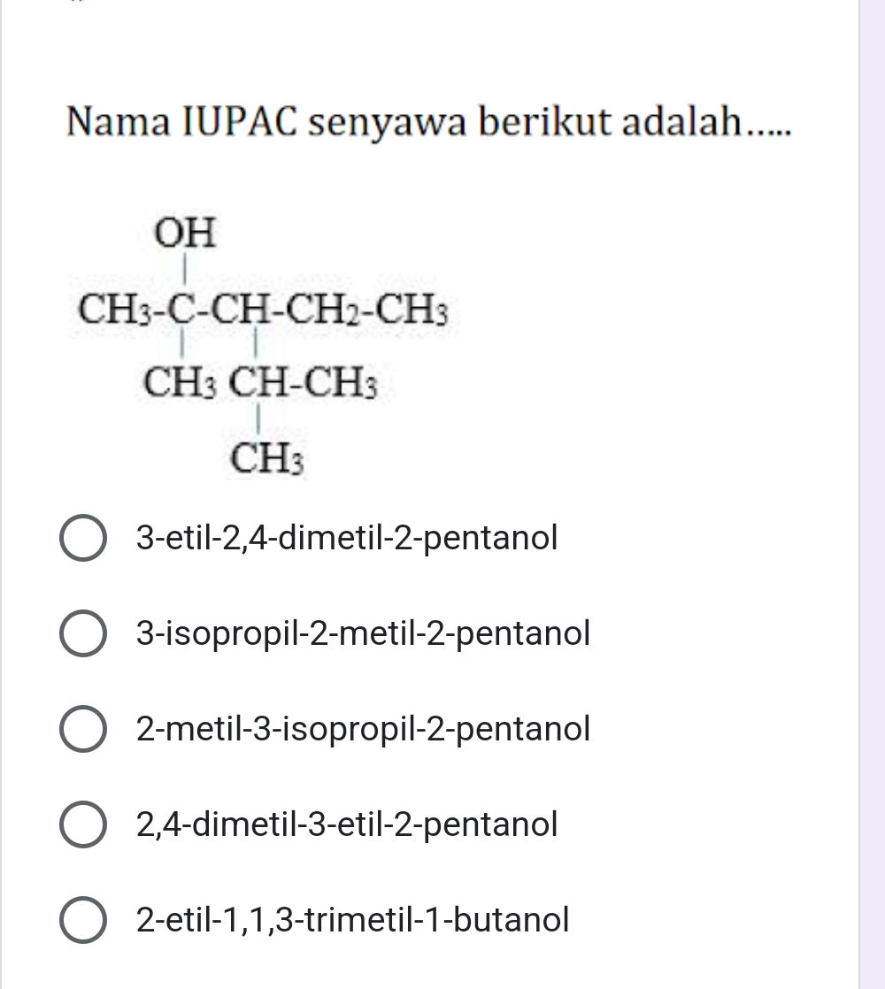Nama IUPAC senyawa berikut adalah..... OH | StudyX