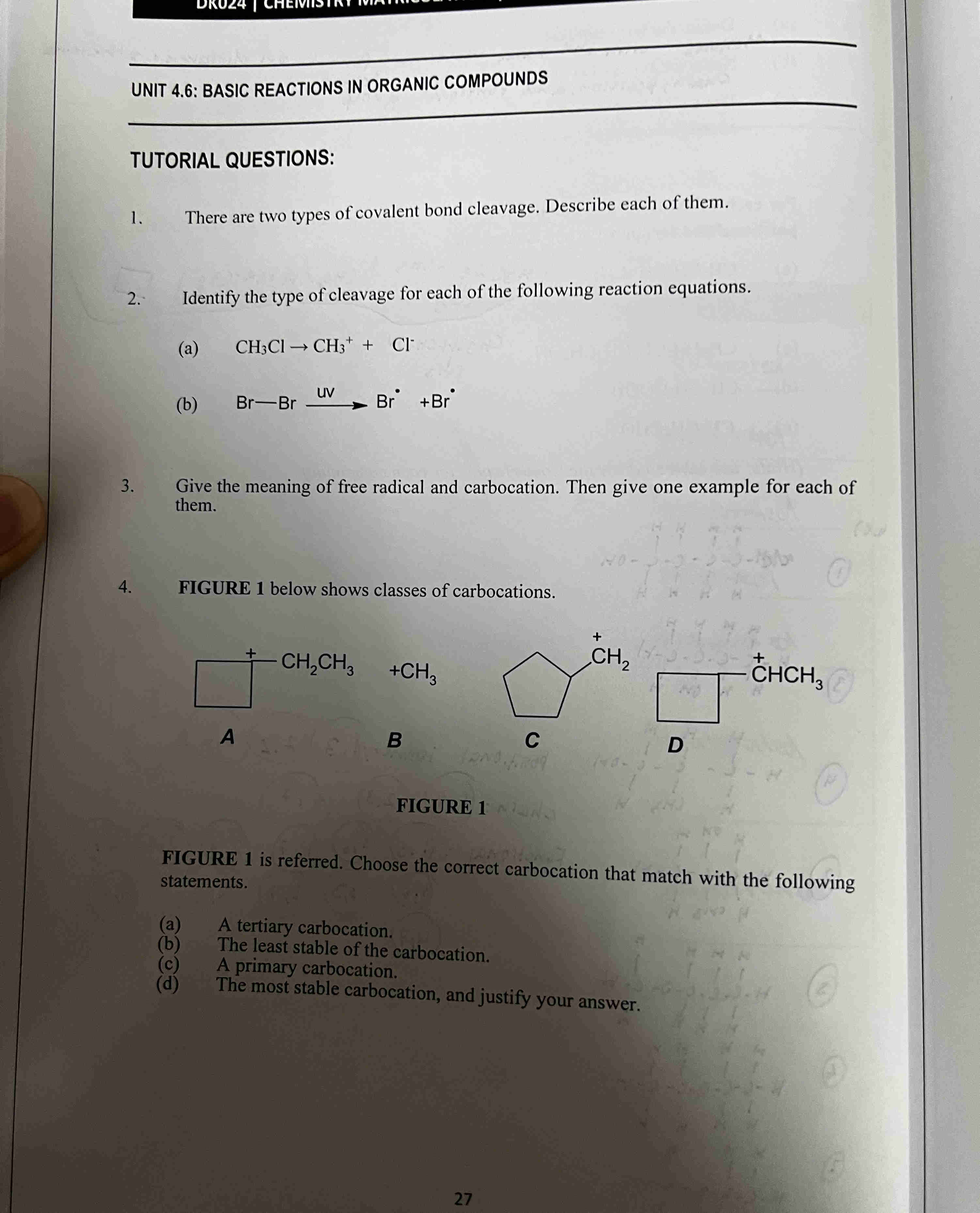 UNIT 46 BASIC REACTIONS IN ORGANIC COMPOUNDS | StudyX