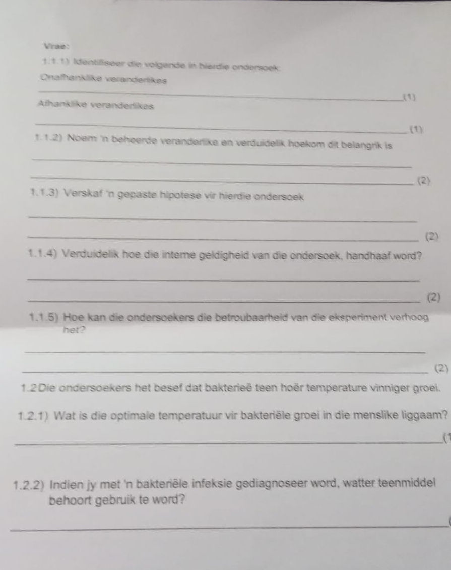 Vrae 111) Identifiseer die volgende in | StudyX