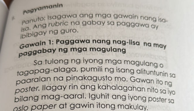 Pagyamanin Panuto Isagawa ang mga gawain | StudyX