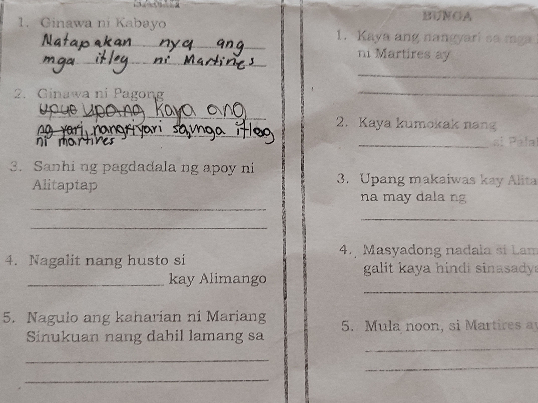 1 Ginawa ni Kabayo Natap akan nya ang mga | StudyX