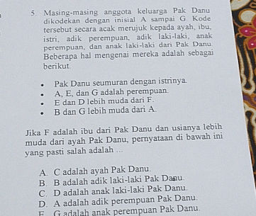 5 Masing-masing anggota keluarga Pak Danu | StudyX