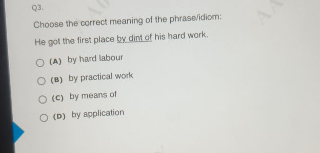 Q3 Choose the correct meaning of the | StudyX
