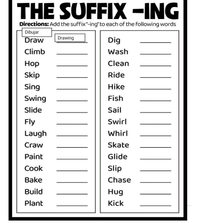THE SUFFIX -ING Directions Add the suffix | StudyX
