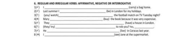 6. REGULAR AND IRREGULAR VERBS: AFFIRMATIVE, | StudyX