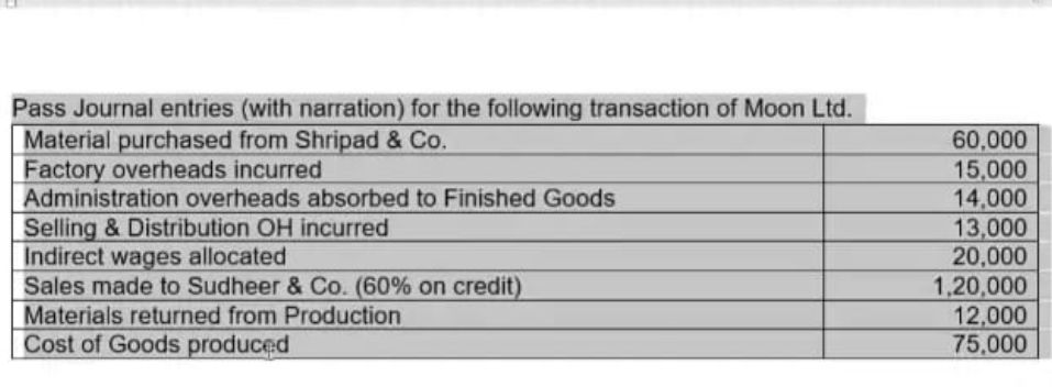 Pass Journal entries (with narration) for | StudyX