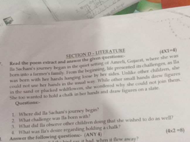 7. Read the poem extract and answer the | StudyX