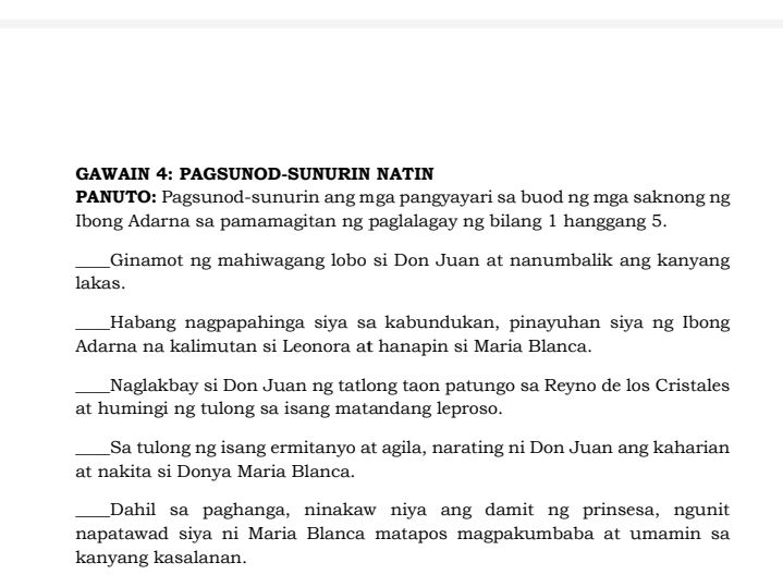 GAWAIN 4: PAGSUNOD-SUNURIN NATIN PANUTO: | StudyX