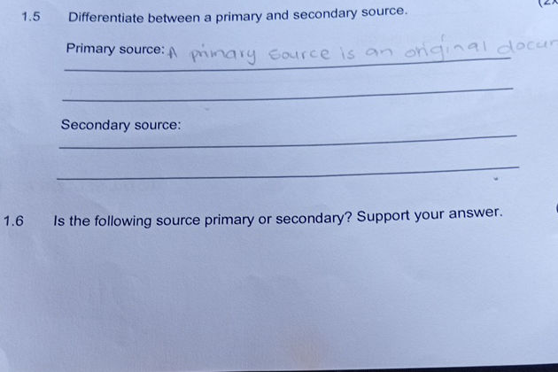 1.5 Differentiate between a primary and | StudyX