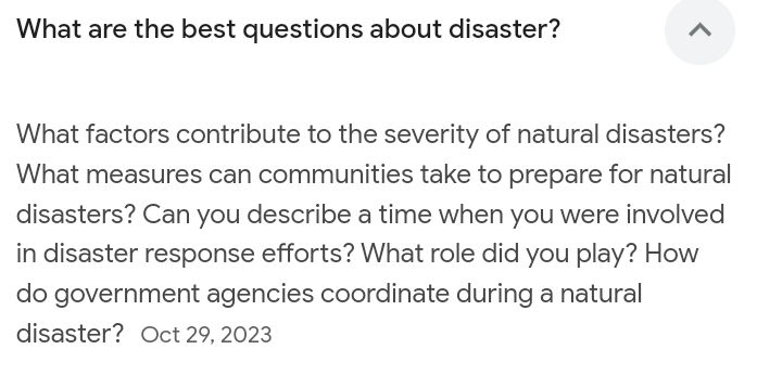What are the best questions about disaster | StudyX