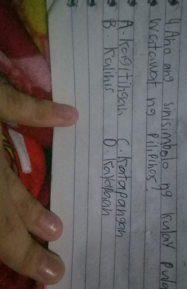 4 Ano ang sinisimbolo ng kulay Pula ng | StudyX