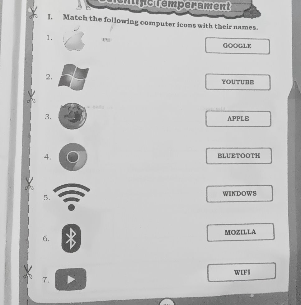 I Match the following computer icons with